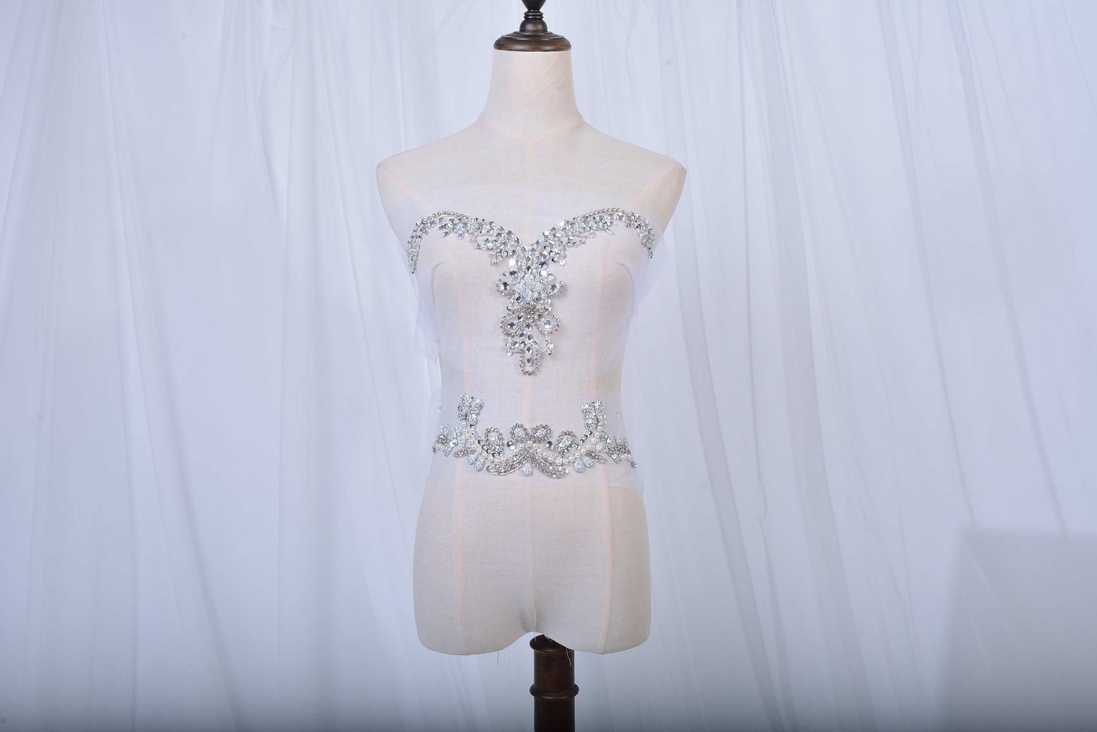 Silver Heavy Beads Rhinestone Applique Embroidery Lace - Etsy