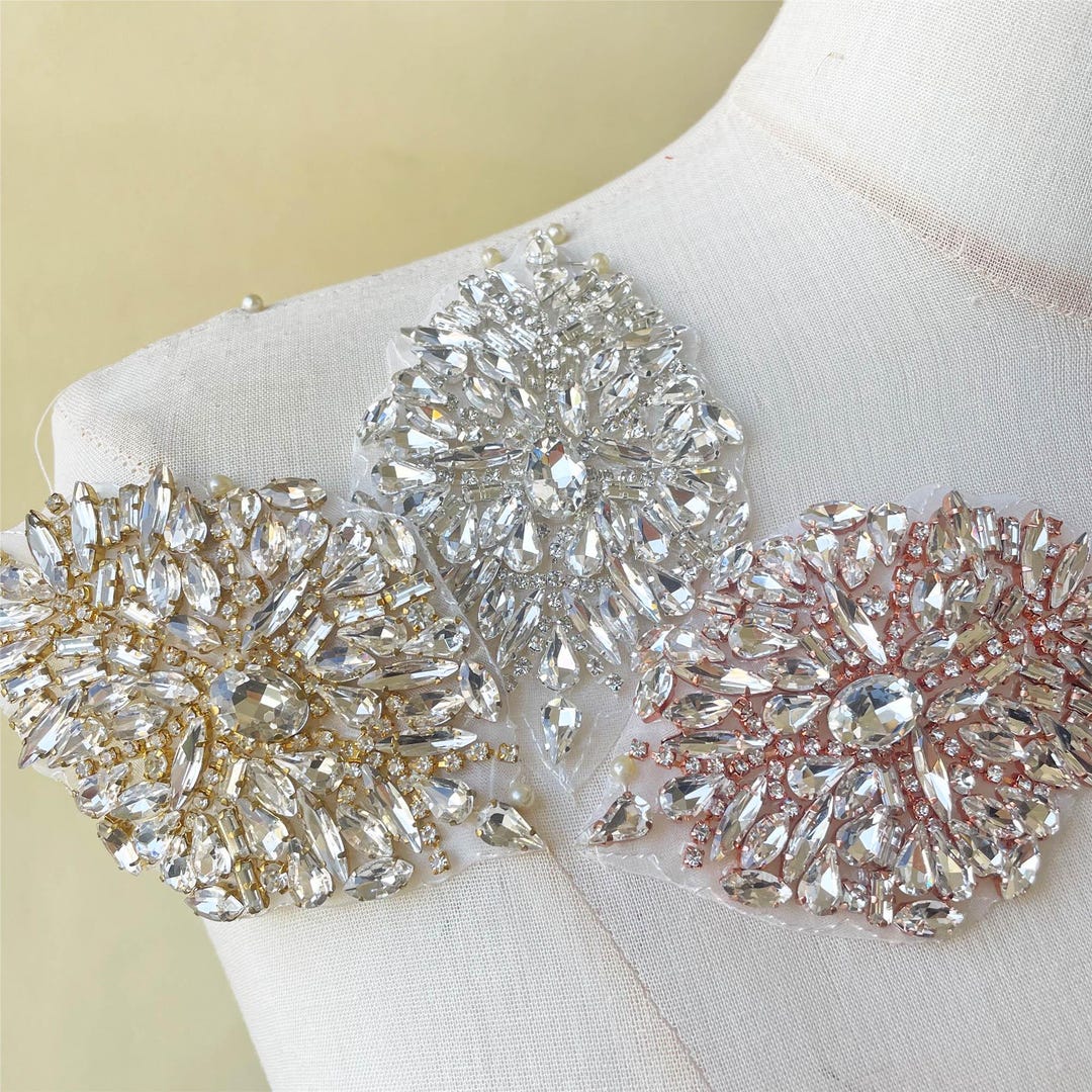 Crystal Rhinestone Shoe Clips Applique Diamante Appliques Sash Belt DIY ...