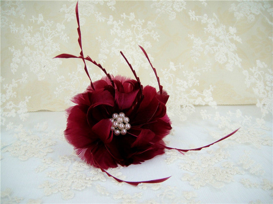 Customized Feather Flower Bouquet Pearly Faux Flowers Embellishment ...