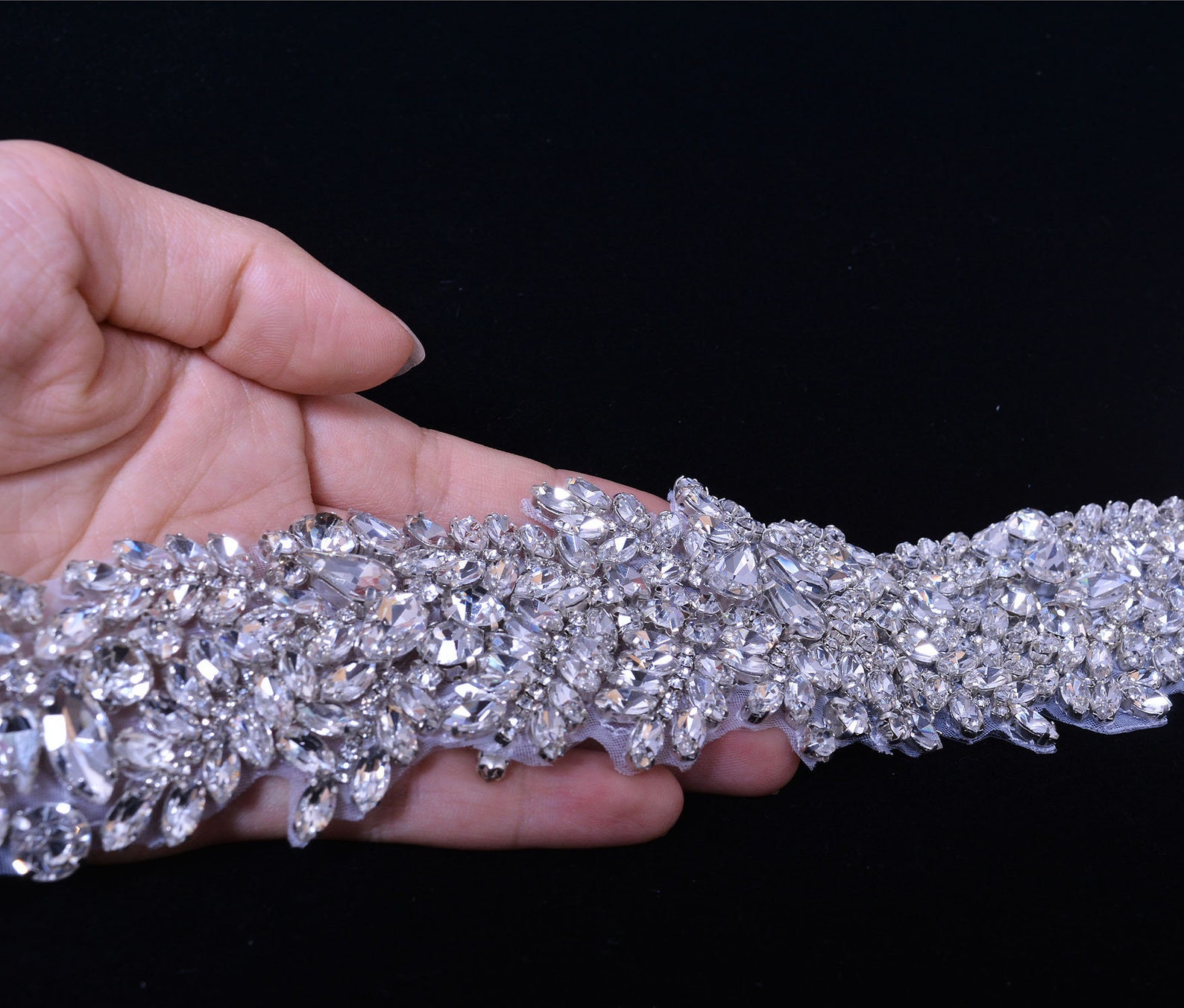 Bridal Crystal Rhinestone Applique Diamante Appliques Sash - Etsy