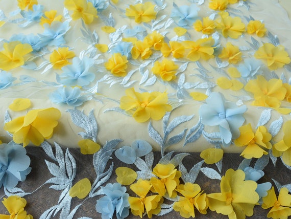 3D Flower Lace Fabric Floral Embroidery Materials Mesh Trims - Etsy