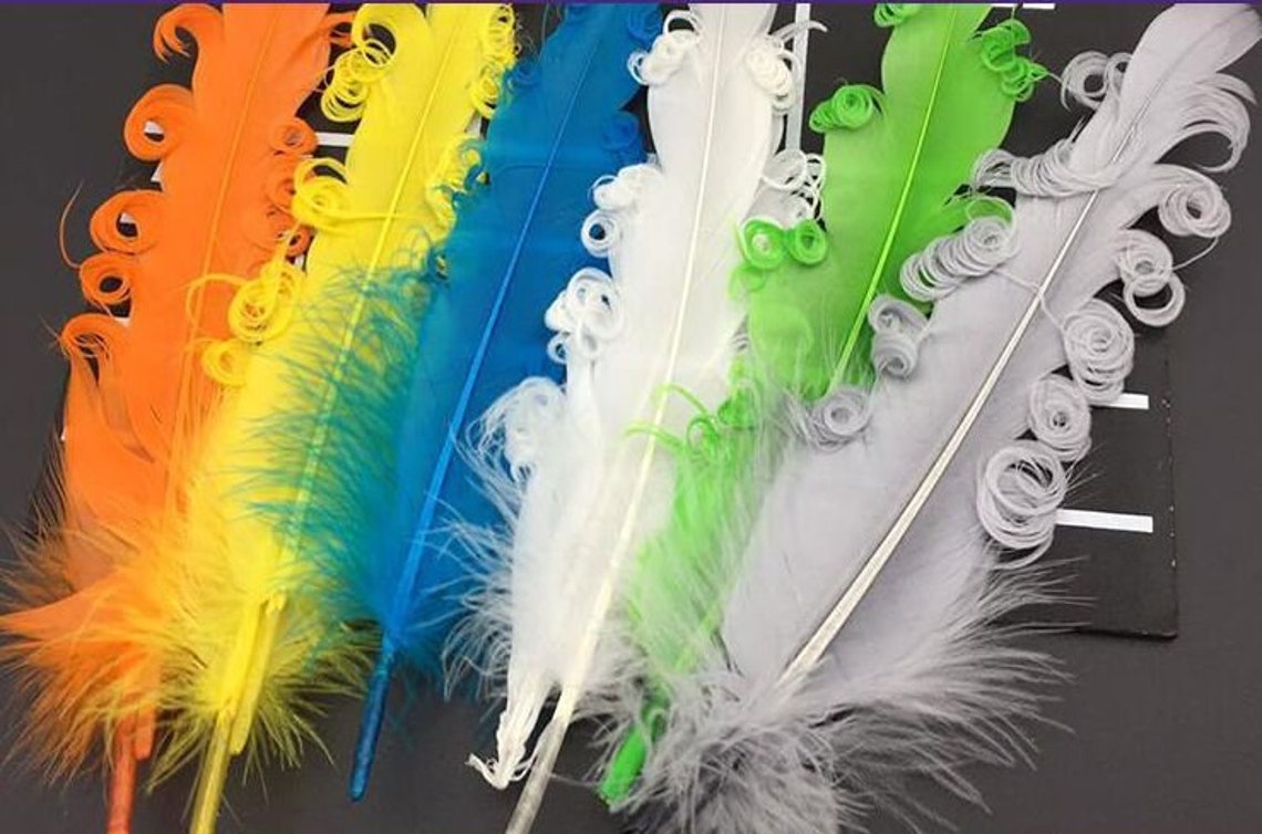 Curled Goose Feather set of 10 Pcs 3.9-7.8 length for | Etsy