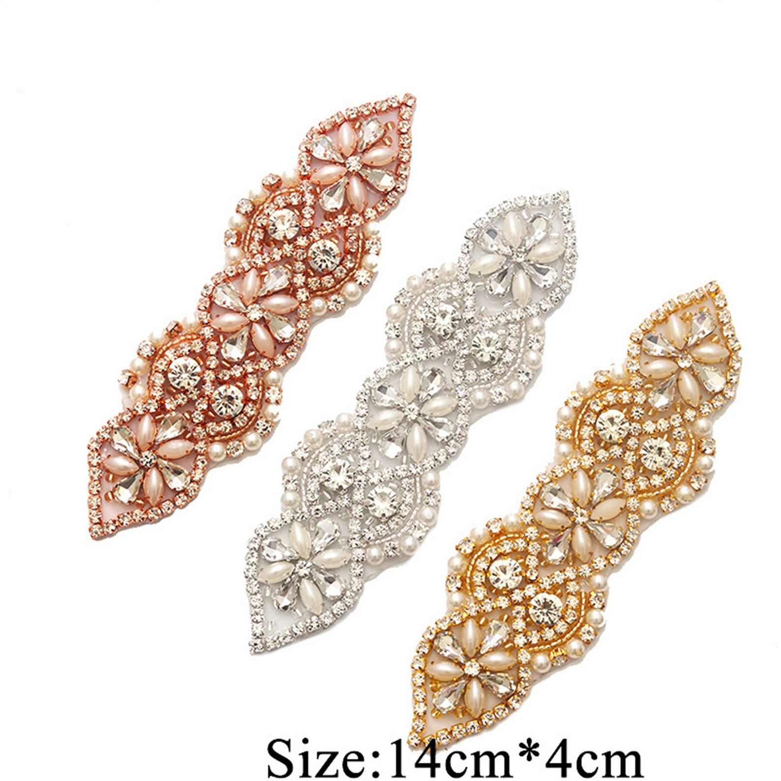 Shinny Bridal Belt Pearl Rhinestone Applique Wedding Belt | Etsy