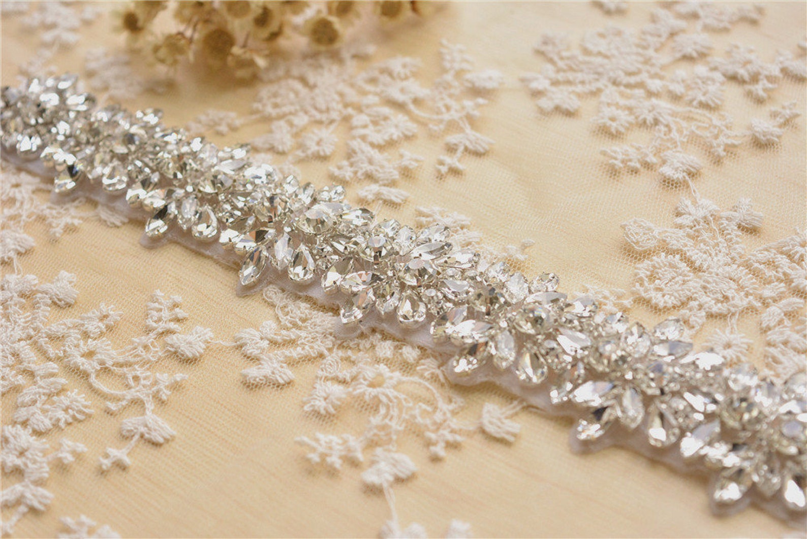 Shiny Rhinestone Applique Bridal Rhinestone Chain Trim | Etsy