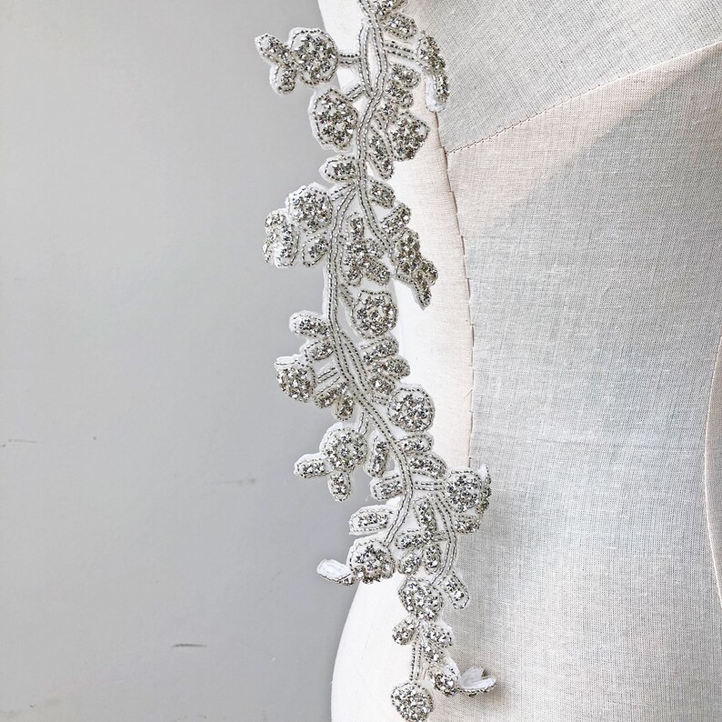Elegant Long Glitter Rhinestone Applique Bridal Rhinestone | Etsy
