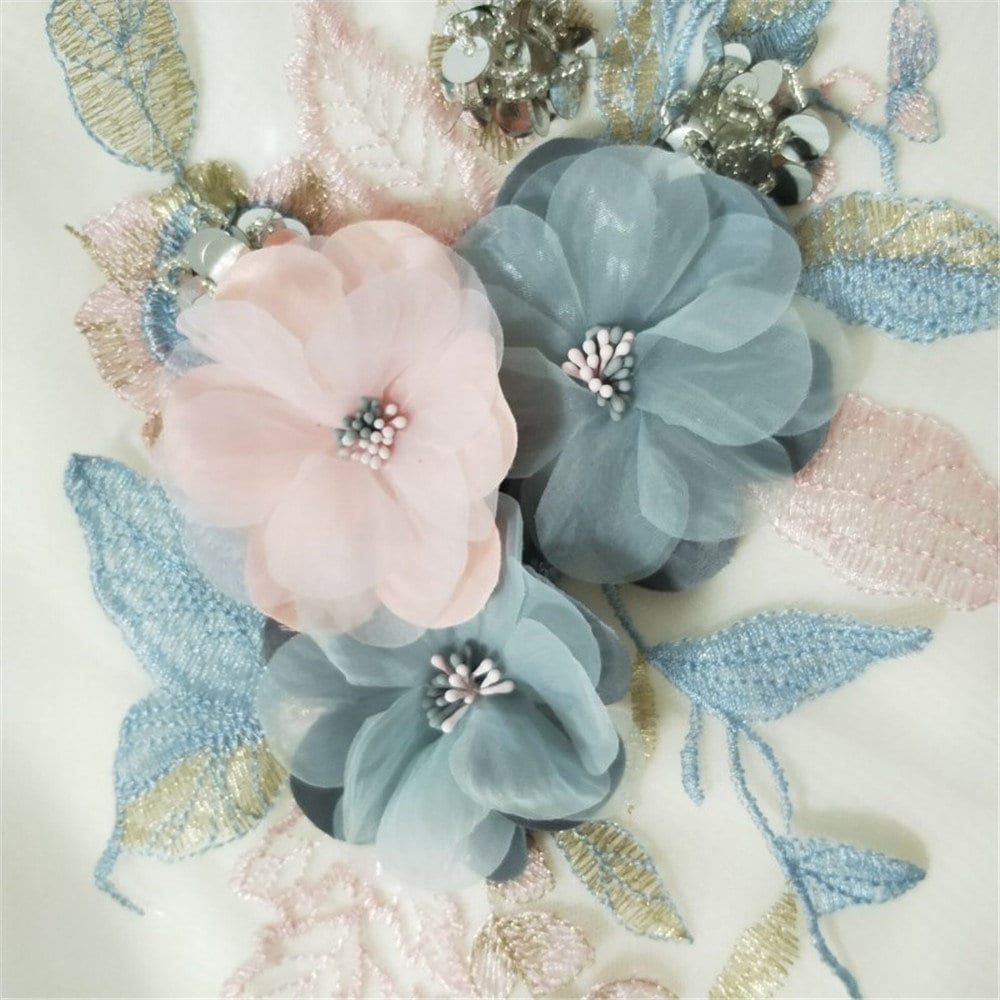 Luxury 3D Flower Embroidery Lace Applique Motif Materials Lace - Etsy