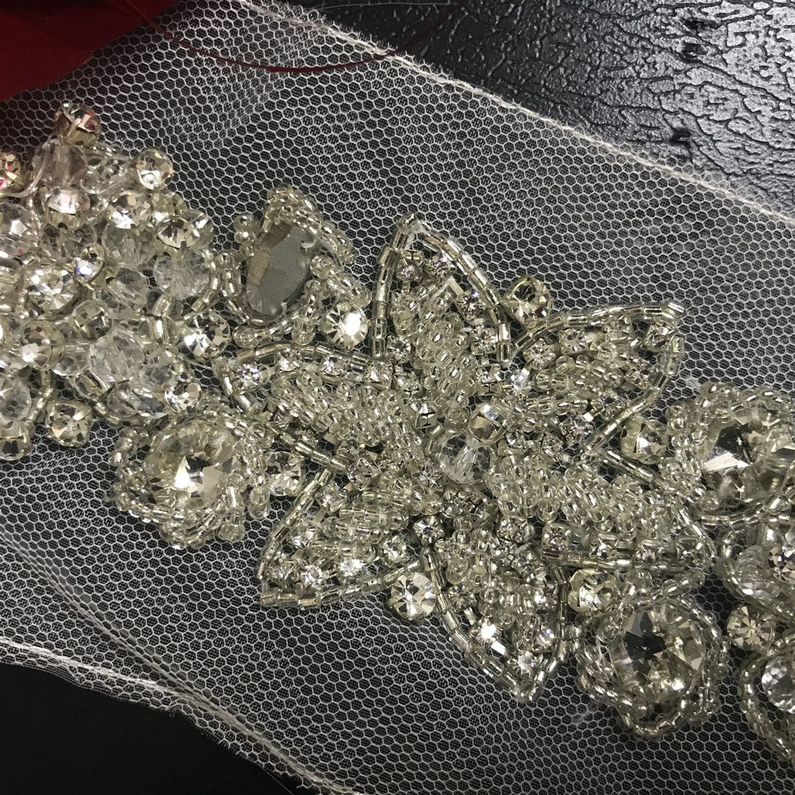 Shiny Rhinestone Applique Bridal Rhinestone Chain Trim | Etsy