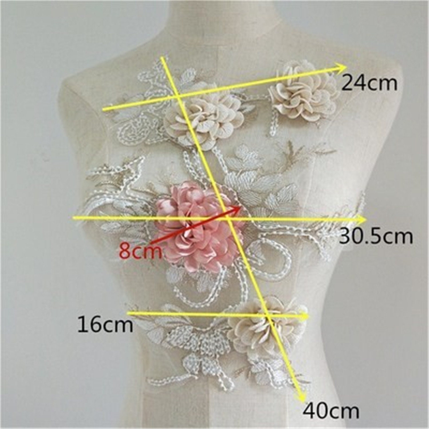 Oversize Embroidery Lace Applique Motif Materials With Beaded | Etsy