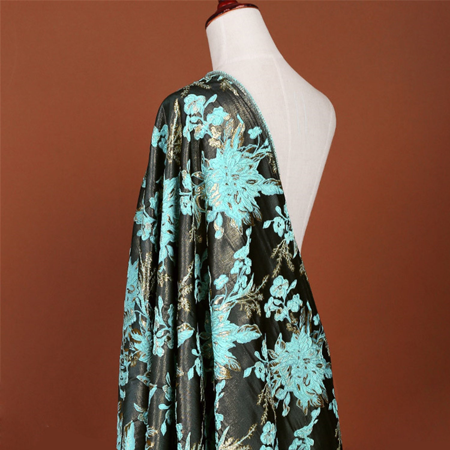 High-end Green Cool Color Floral Fabric Polyeter Cotton | Etsy