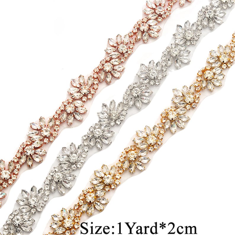 Glitter Rhinestones Trimming Chain Crystal Diamante Applique | Etsy