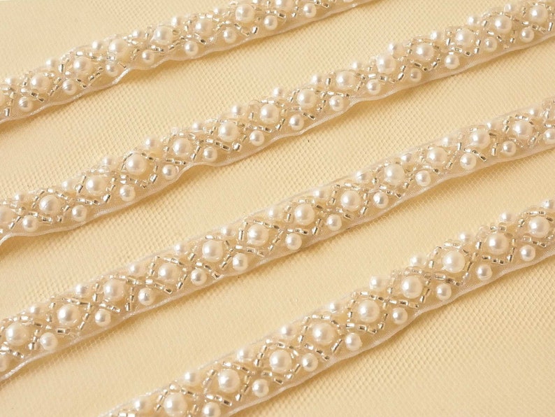 1 Yard Pearl Beaded Trim Wedding Trim Jewelry Trim Wedding - Etsy