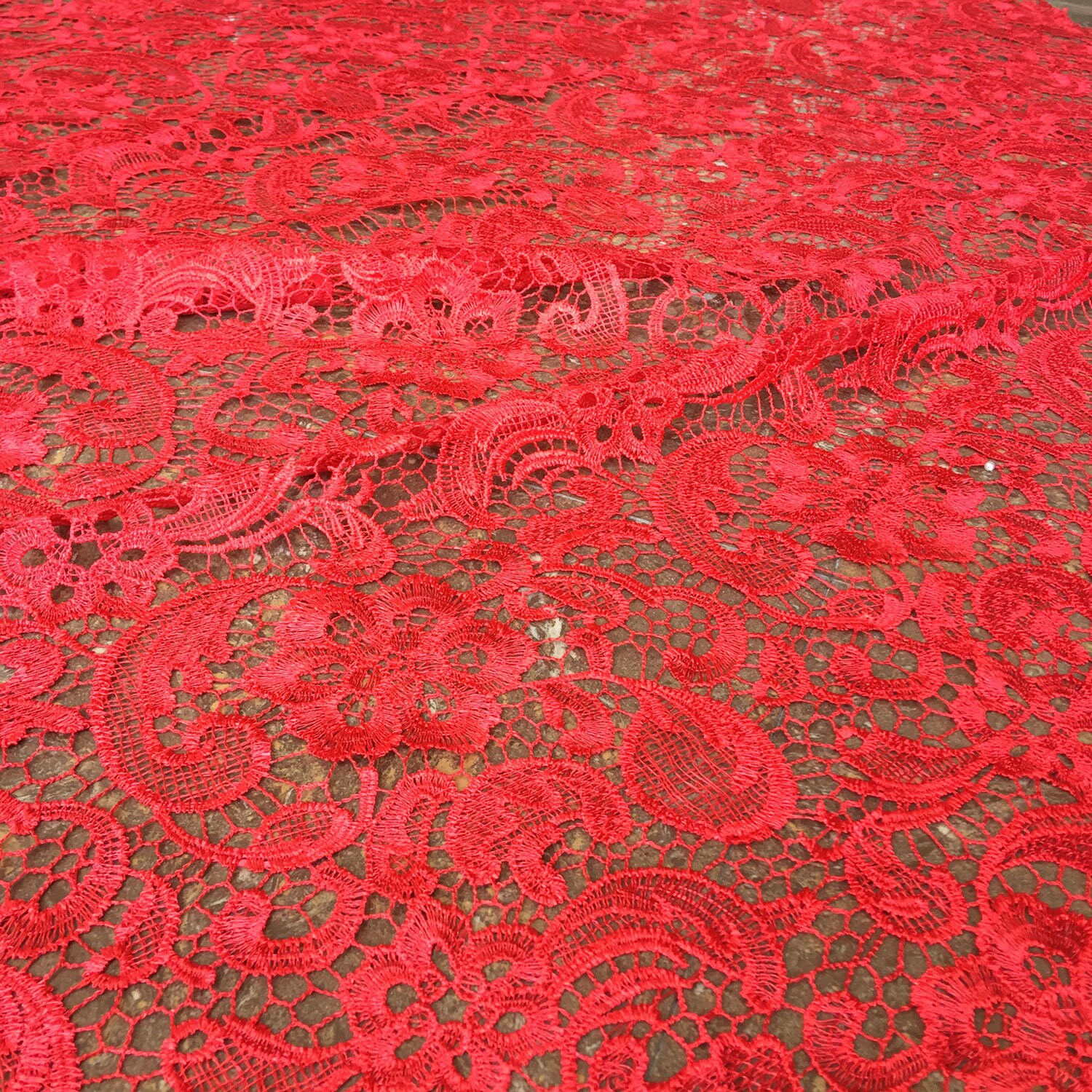 Red Embroidery Flower Guipure Lace Fabric Trimmings Materials - Etsy