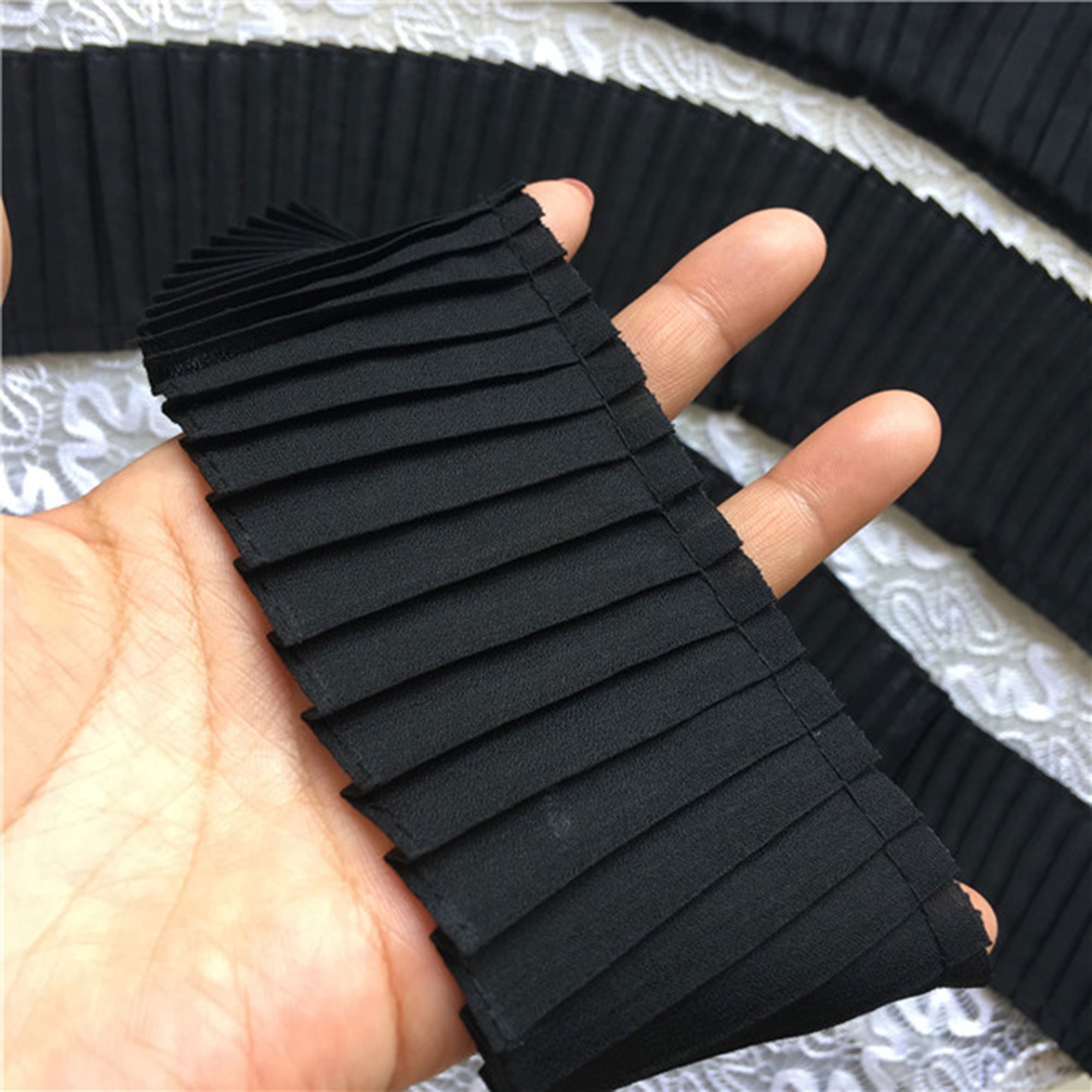 Chiffon Pleated Lace Trims Folded Ribbon Fringe Edge Trimming - Etsy