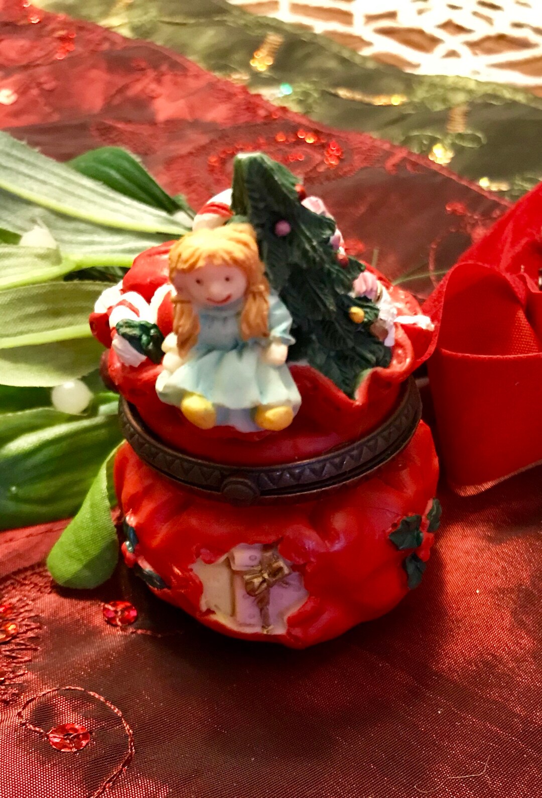 Red Santa's Bag of Toys Hinged Box - Etsy