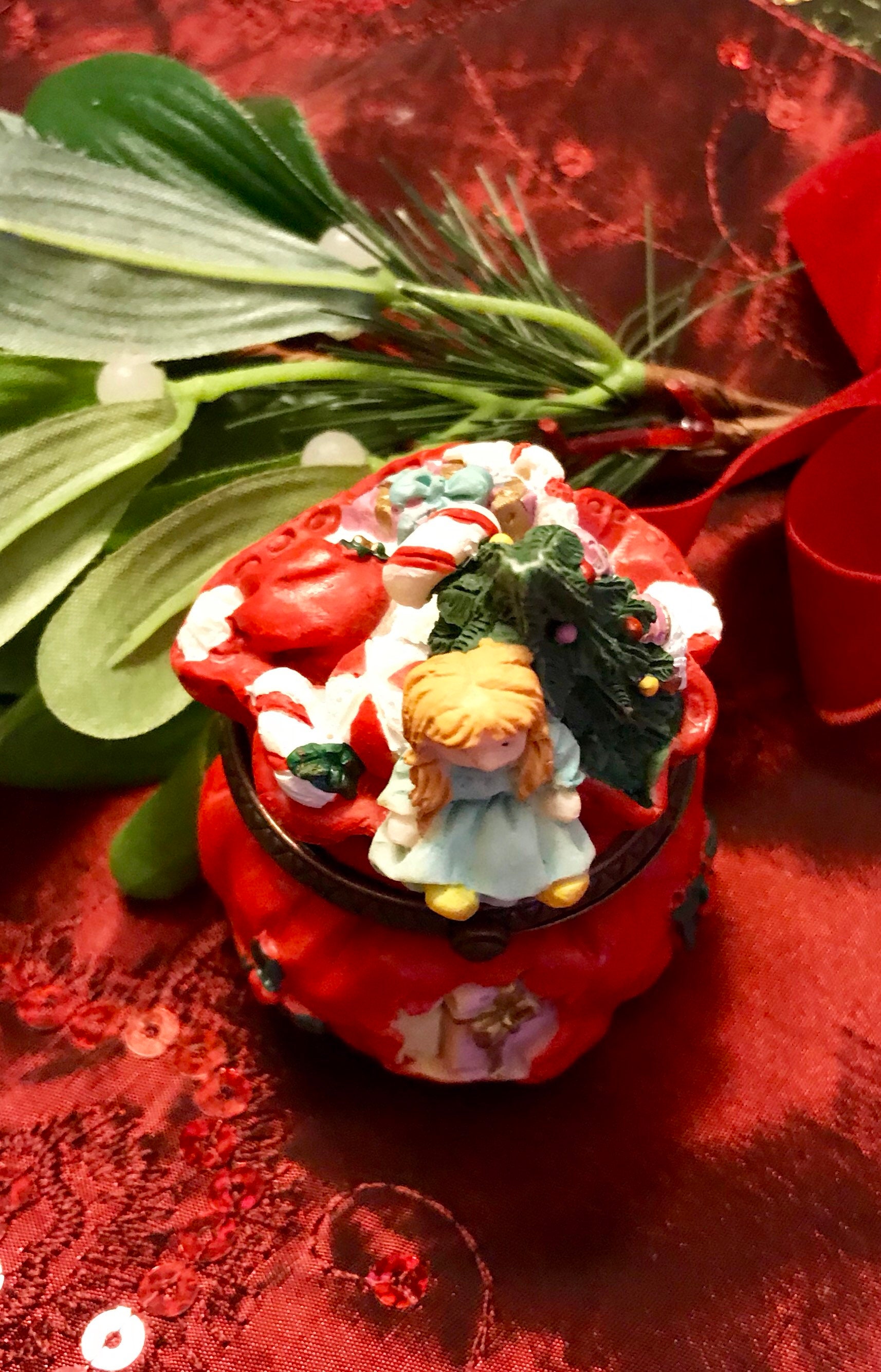 Red Santa's Bag of Toys Hinged Box - Etsy