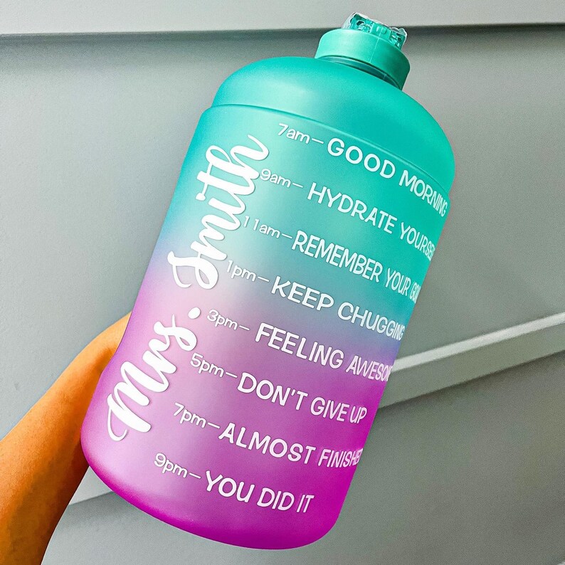 Water Bottle With Time Marked Motivational Fitness Drinking - Etsy