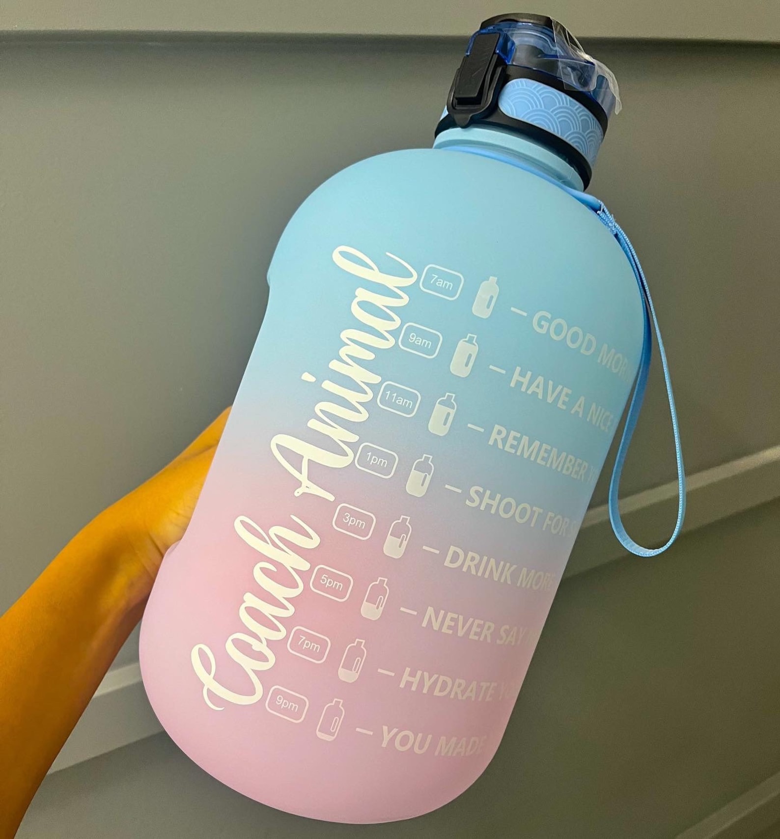 Water Bottle With Time Marked Motivational Fitness Drinking - Etsy