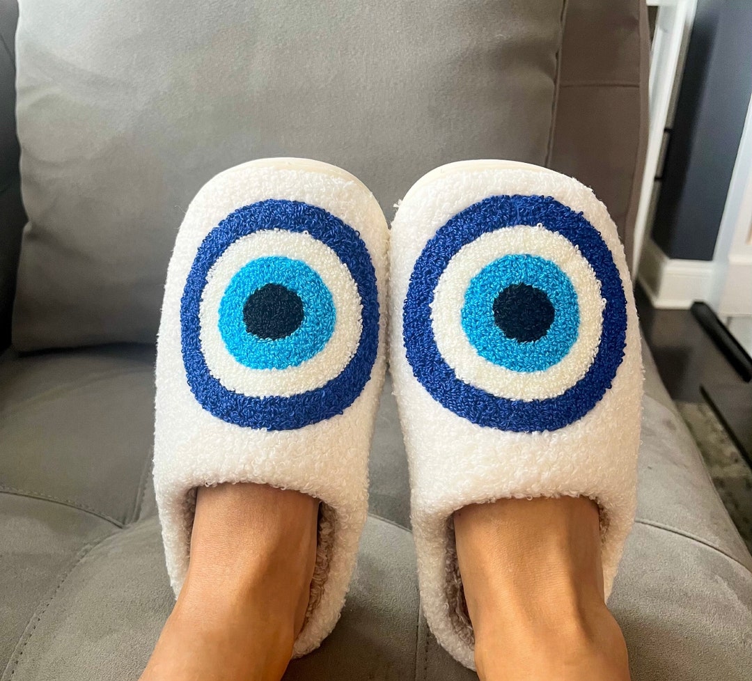 Evil Eye Slippers Fluffy Cushion Slides Women Comfortable Slides Evil ...