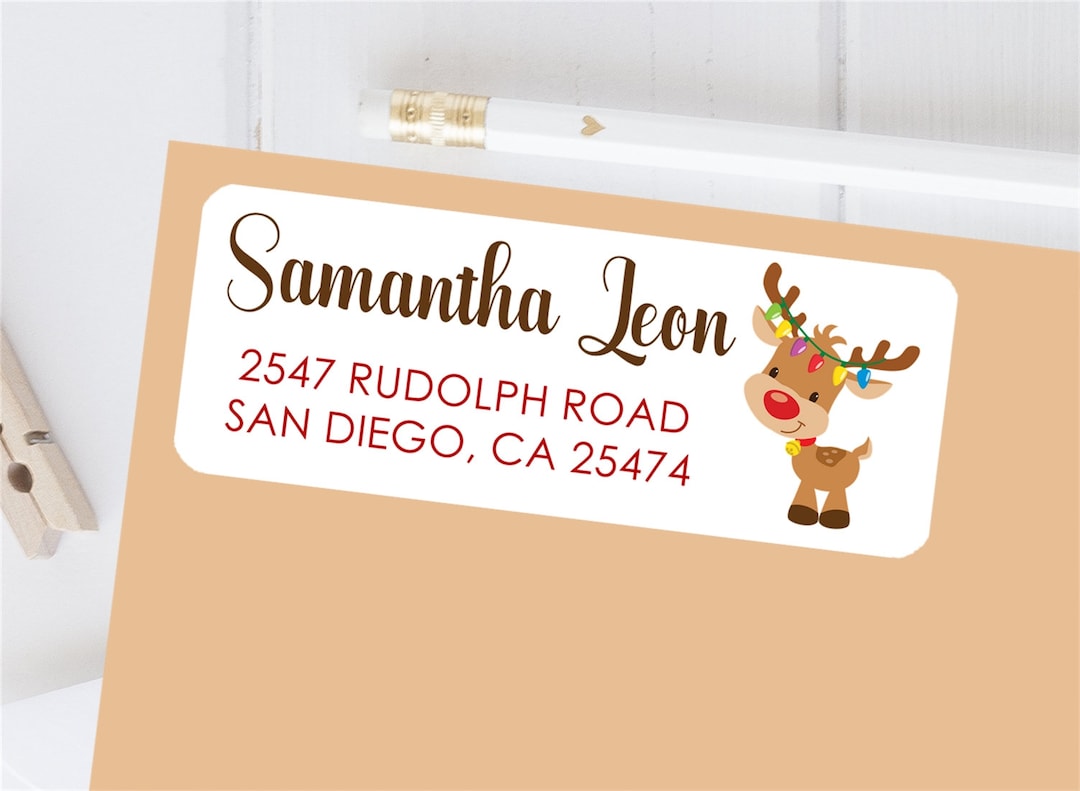 Rudolph Reindeer Christmas Return Address Labels - Etsy