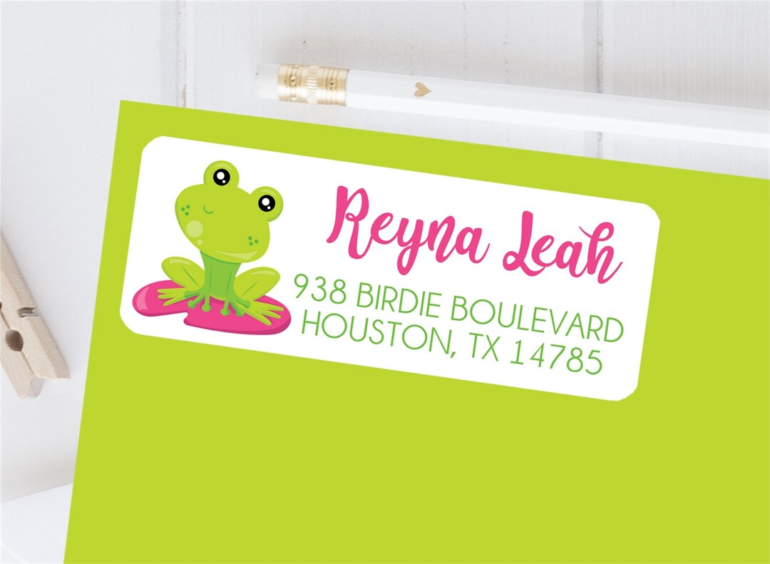 Pink and Green Frog Return Address Labels - Etsy