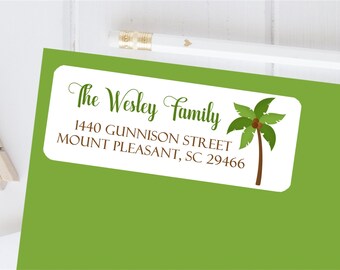 Palm Tree Return Address Labels Watercolor Palm Return - Etsy