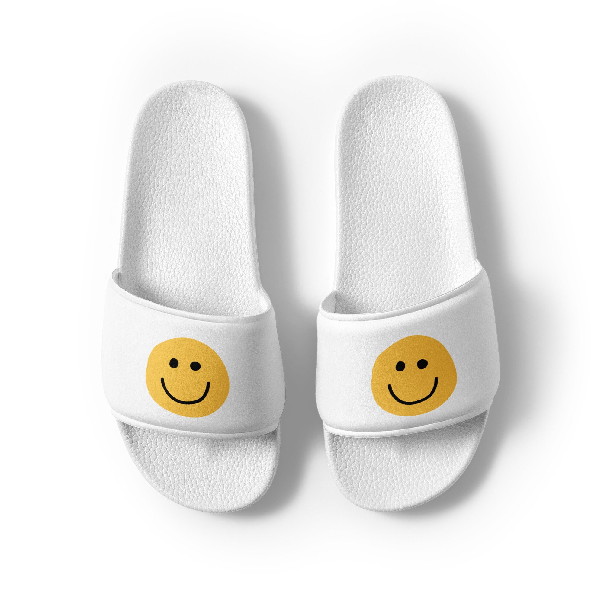 Yellow Preppy Smiley Face Women's Slides | Groovy Sandals | 90s Y2K ...