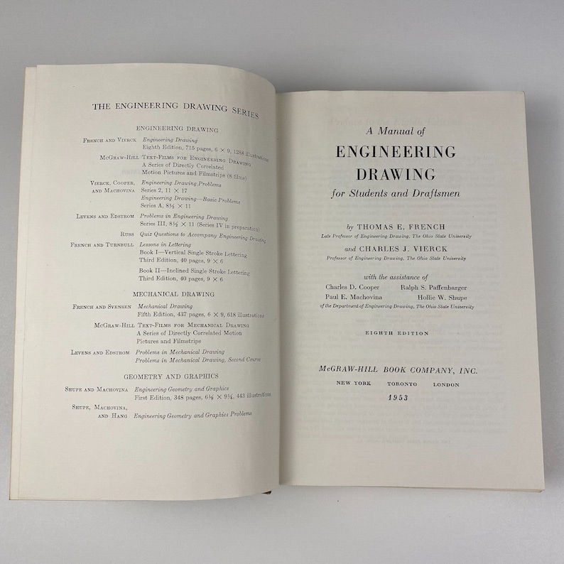 1953 A Manual of Engineering Drawing for Students & Draftsmen Book 8th ...
