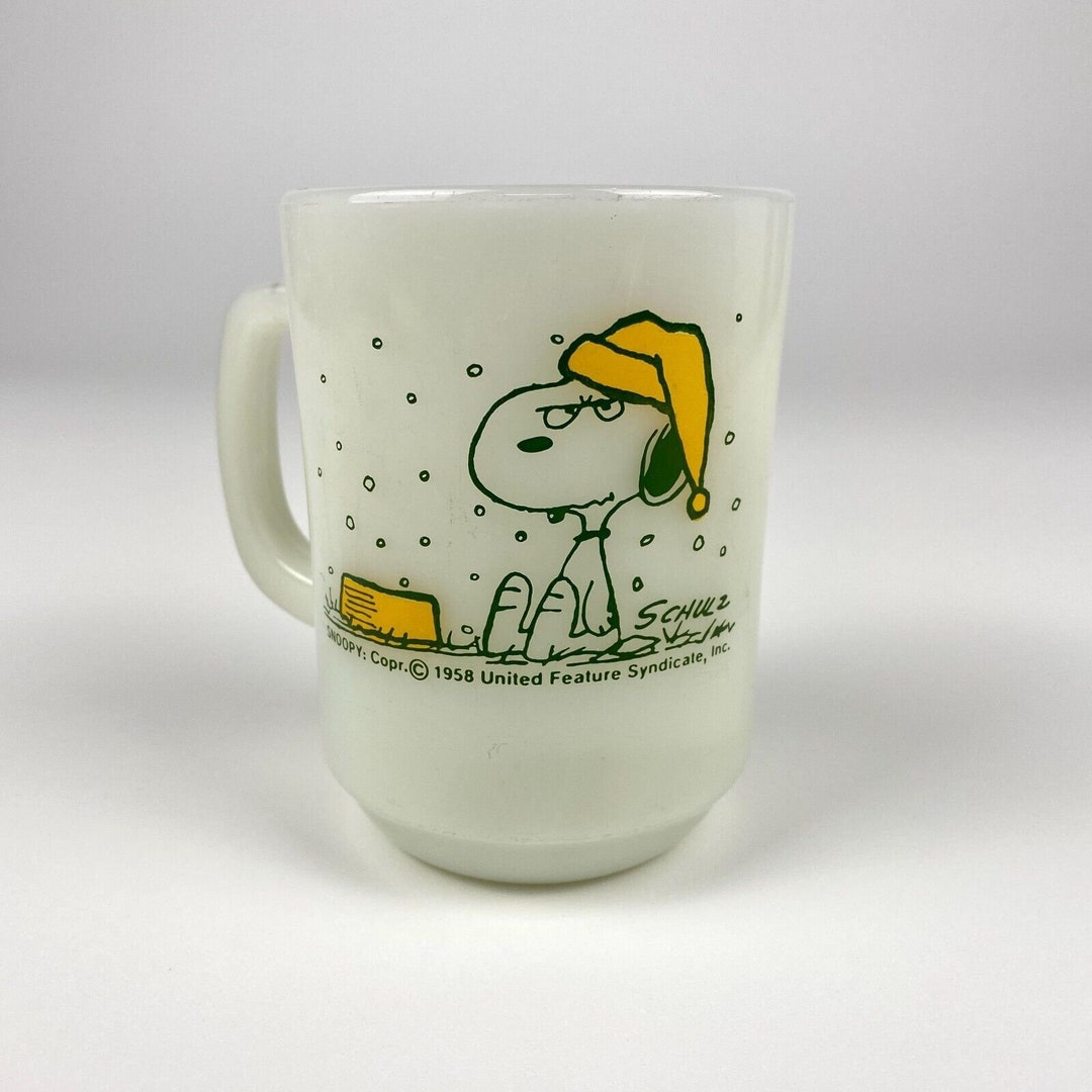 VTG 1958 Peanuts Snoopy Anchor Hocking Mug Cartoon Fire King USA ...