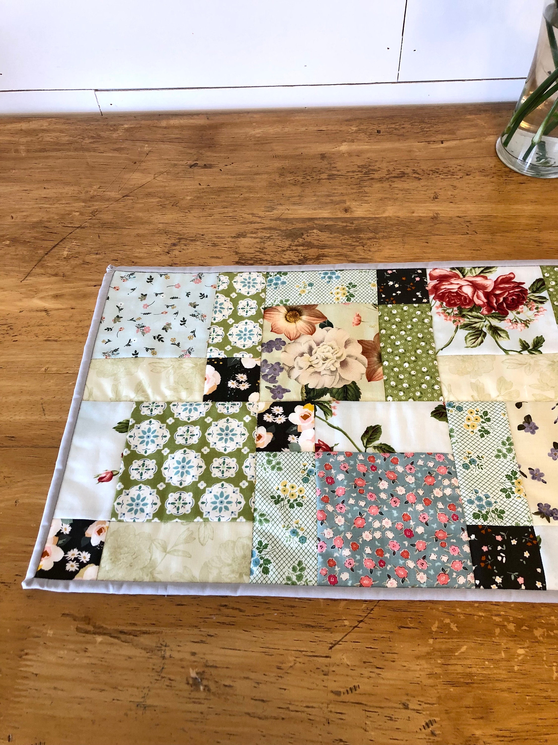 Reversible Floral Patchwork Table Runner Spring Table Runner Easter ...