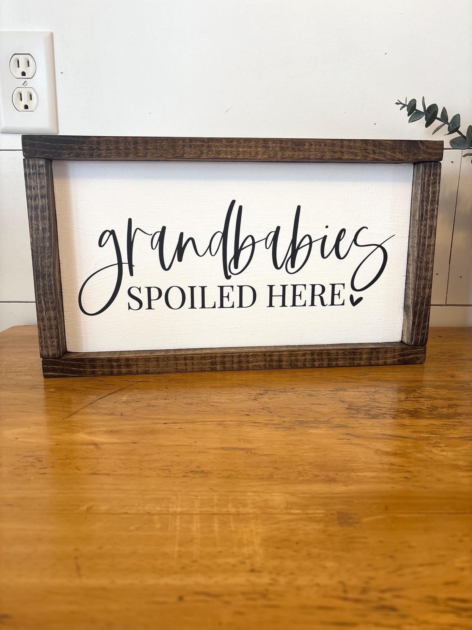 Grandbabies Spoiled Here Sign: Framed Wood Grandparent Gift - Etsy