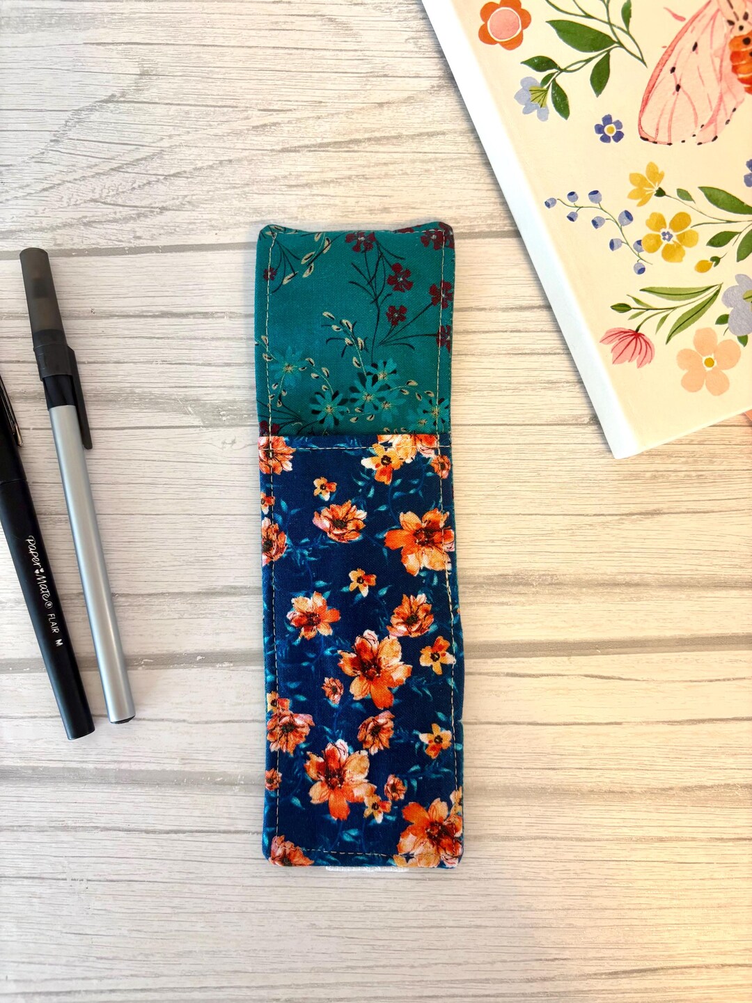 Blue Floral Fabric Pen Holder | Pen Pouch | Pen Sleeve | Pen Holder for ...