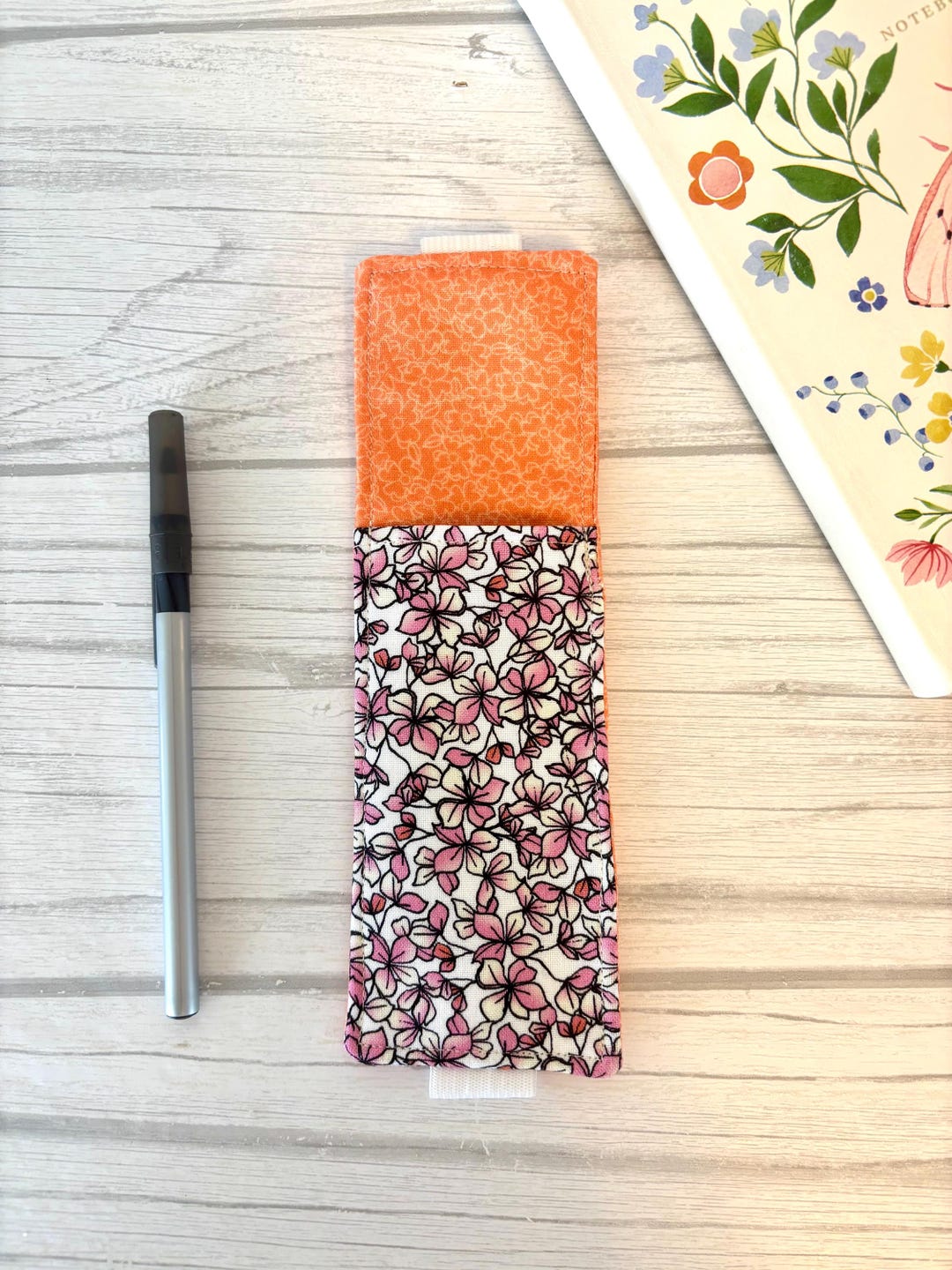 Pink Floral Fabric Pen Holder | Pen Pouch | Pen Sleeve | Pen Holder for ...