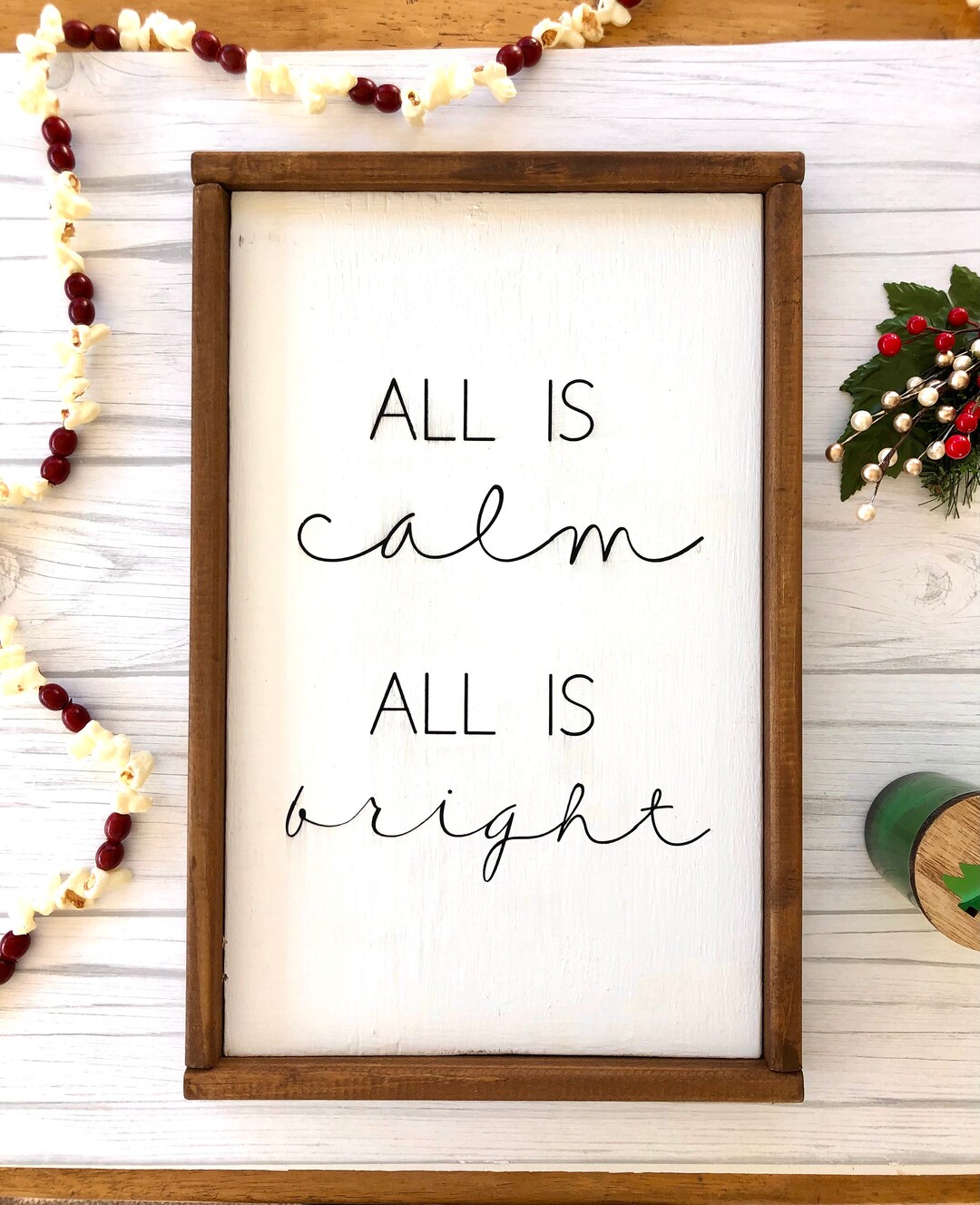 All is Calm All is Bright Christmas Sign Christmas Decor Holiday Decor ...