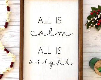All is Calm All is Bright Sign Christmas Wall Decor - Etsy