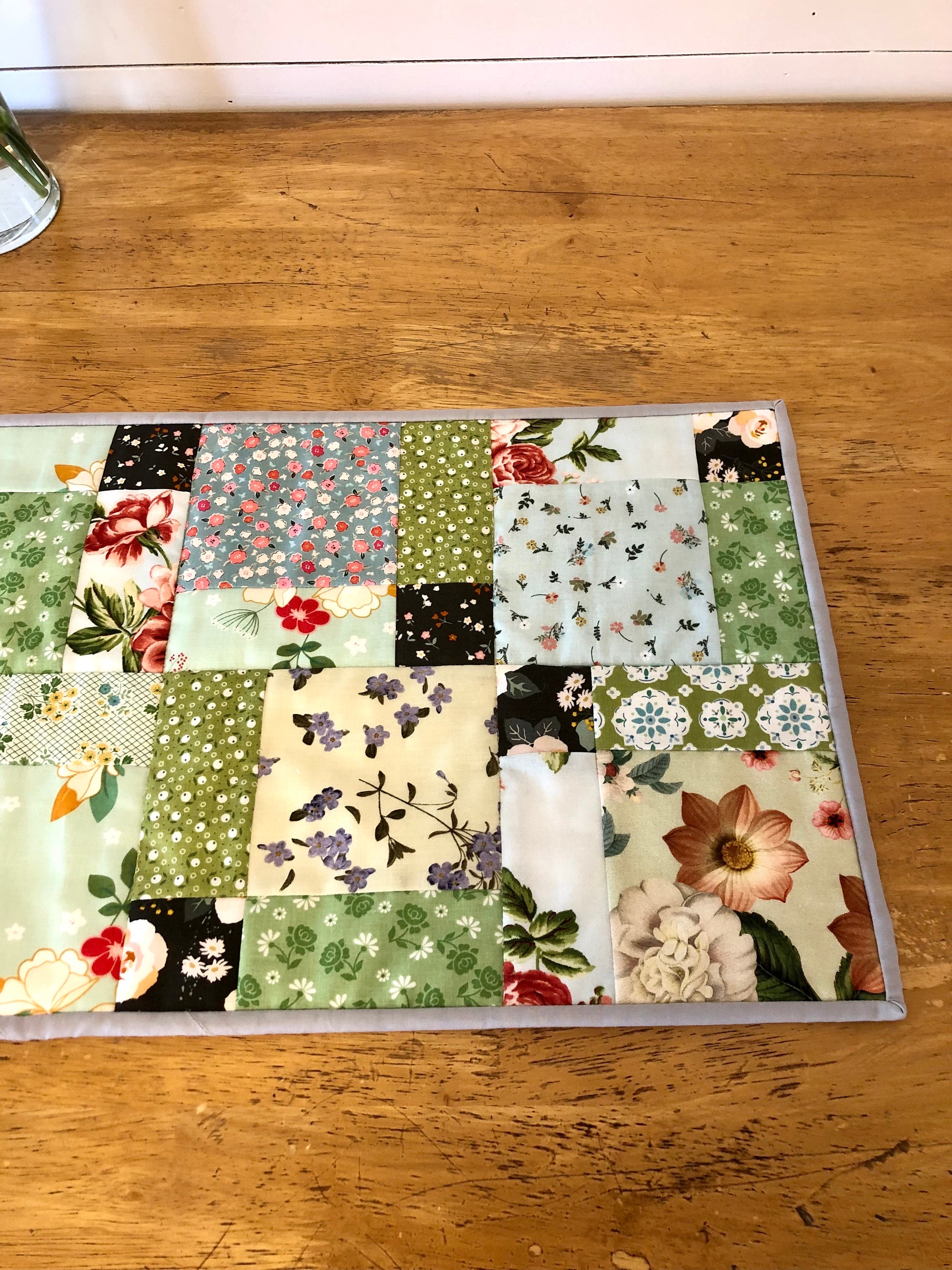 Reversible Floral Patchwork Table Runner Spring Table Runner Easter ...
