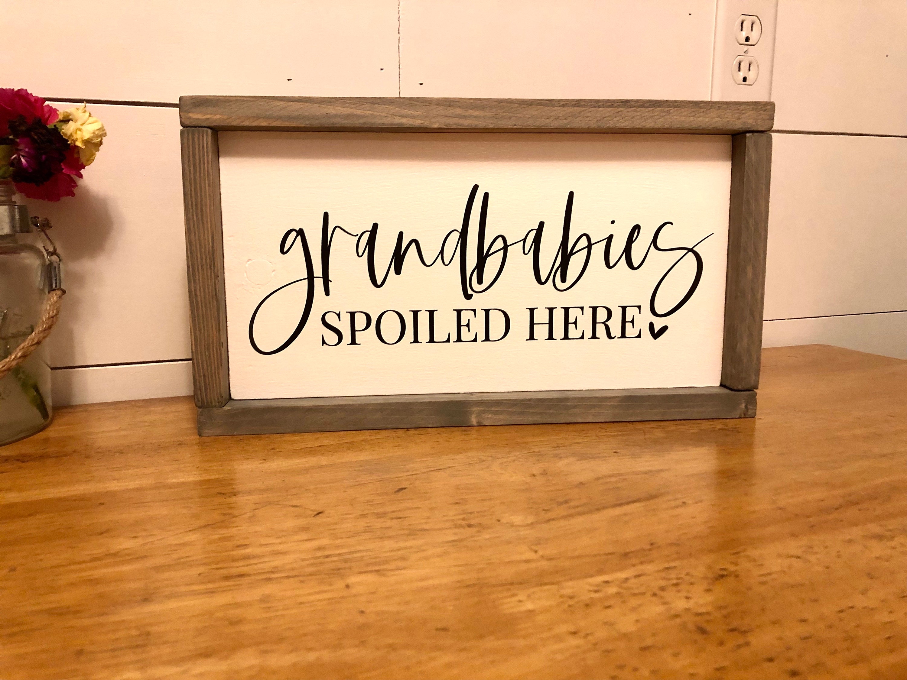 Grandbabies Spoiled Here Sign: Framed Wood Grandparent Gift - Etsy
