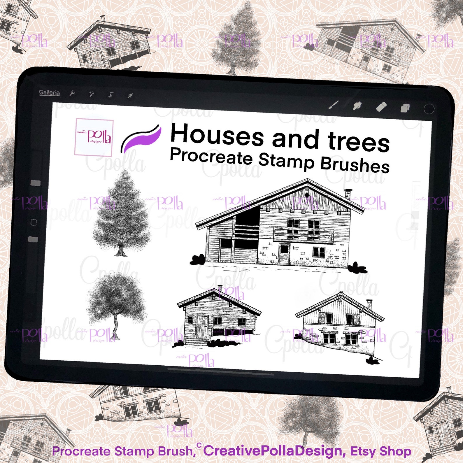 5 Procreate Stamps, Procreate House Stamps and Procreate Tree Stamp ...