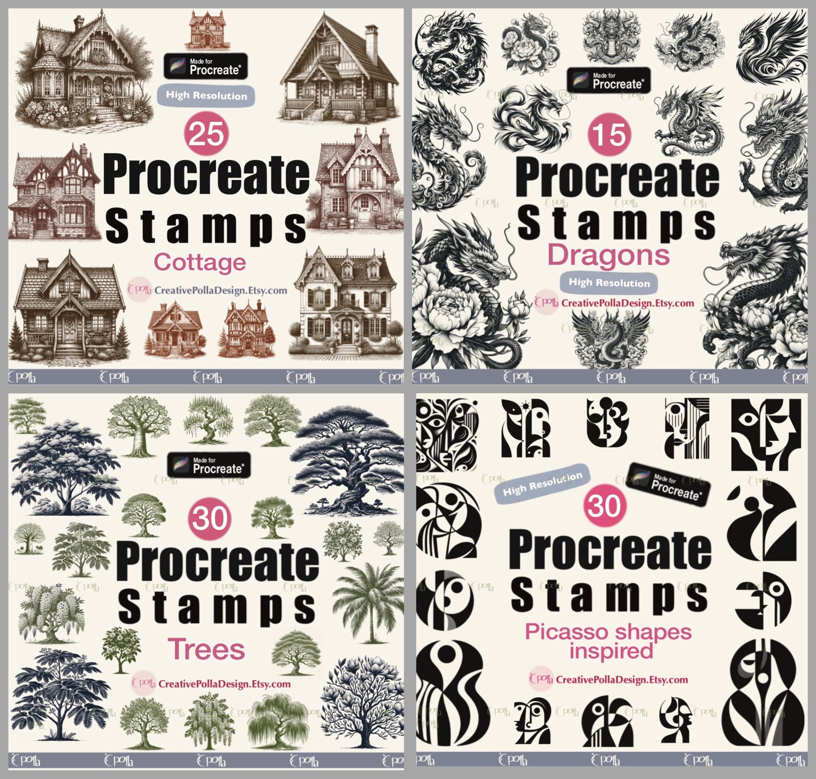 60 Procreate Stars Stamp Brush Set | Doodle Stamps | Star Shape Brush ...