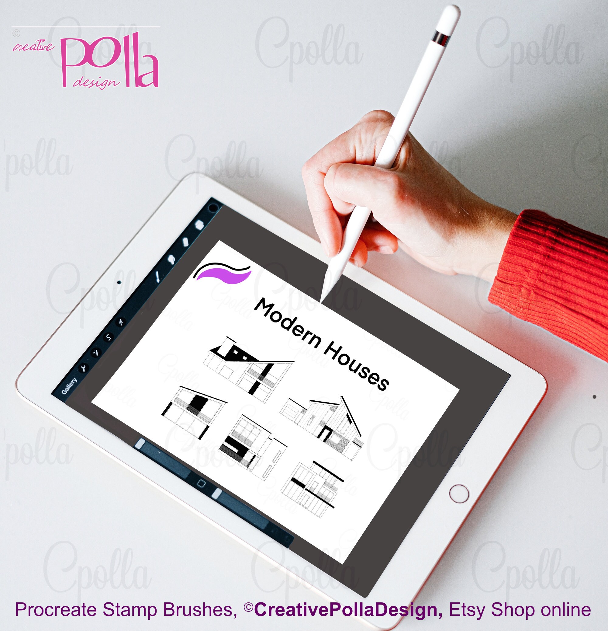 Procreate Stamp Brushes, House Stamps, 5 Houses Style Stamps, Digital ...