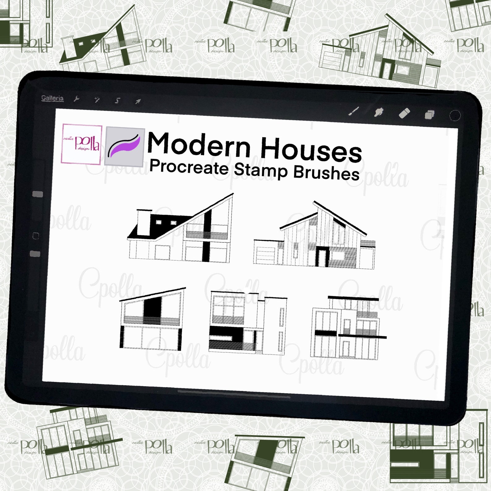 Procreate Stamp Brushes, House Stamps, 5 Houses Style Stamps, Digital ...