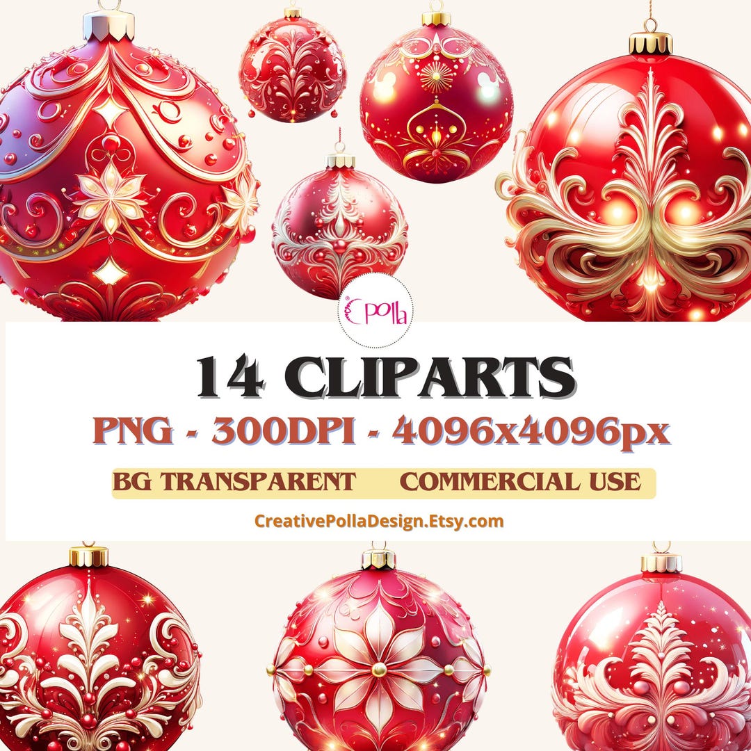 Red Christmas Decorations Clipart, Red Christmas Ornaments Clipart ...