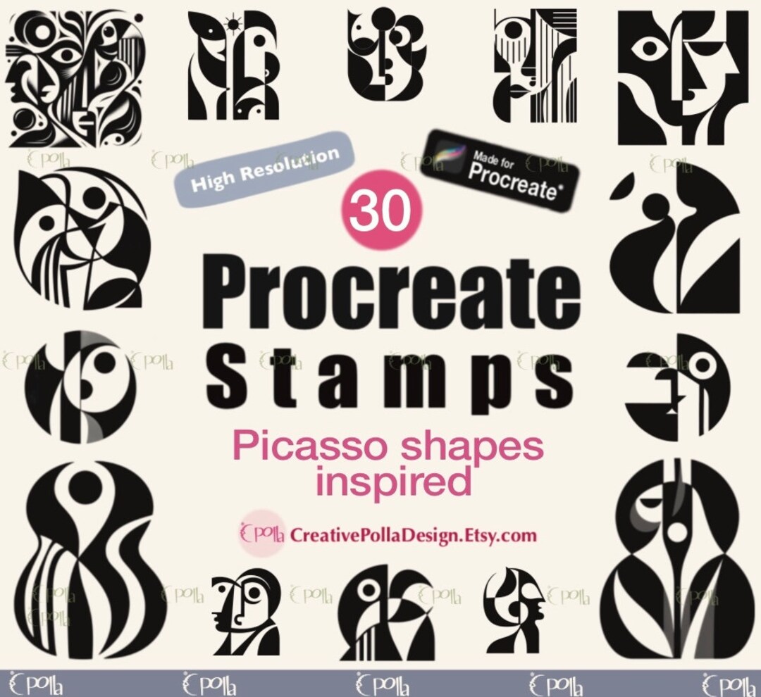 Picasso Procreate Stamps,procreate Stamp Brushes,retro Procreate Shapes ...