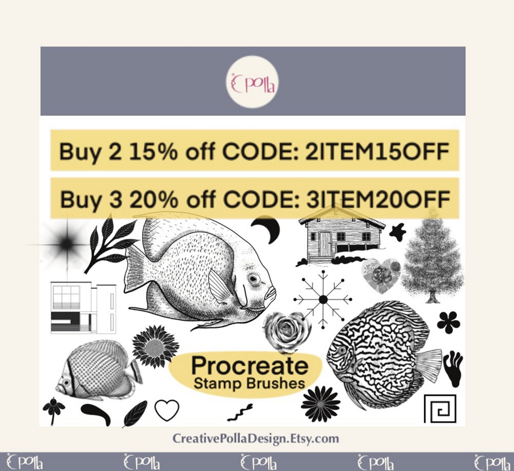 Procreate Fish Brush / Fish Procreate Stamps / Underwater Procreate ...