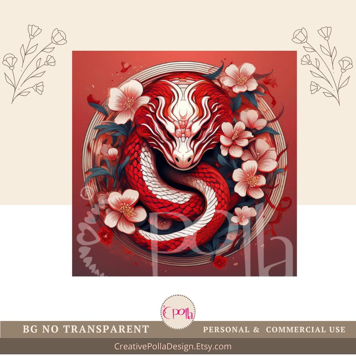 Chinese New Year Digital Paper Year of the Snake PNG, Lunar New Year ...
