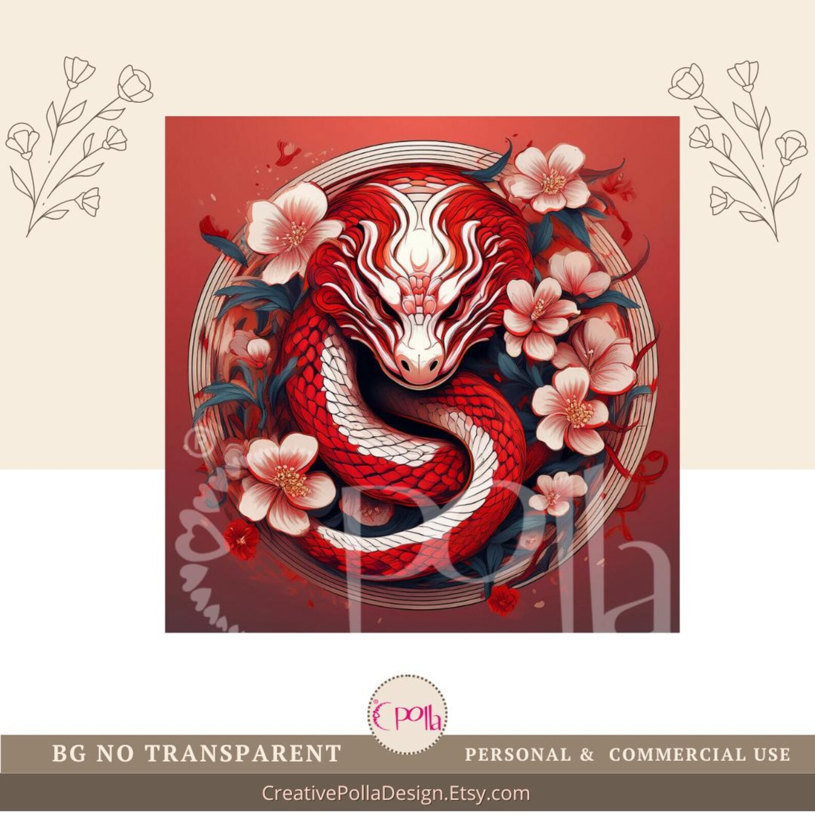 Chinese New Year Digital Paper Year of the Snake PNG, Lunar New Year ...