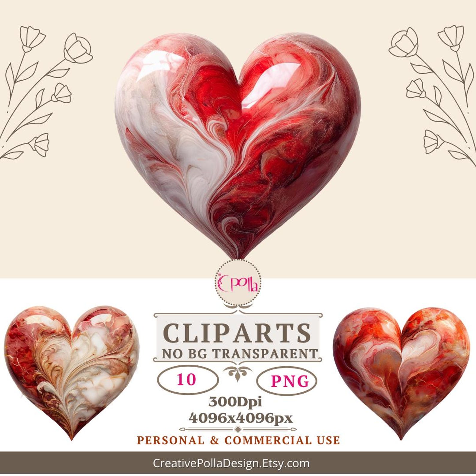 Red Valentine Clipart Bundle,watercolor Valentines Clipart Commercial ...