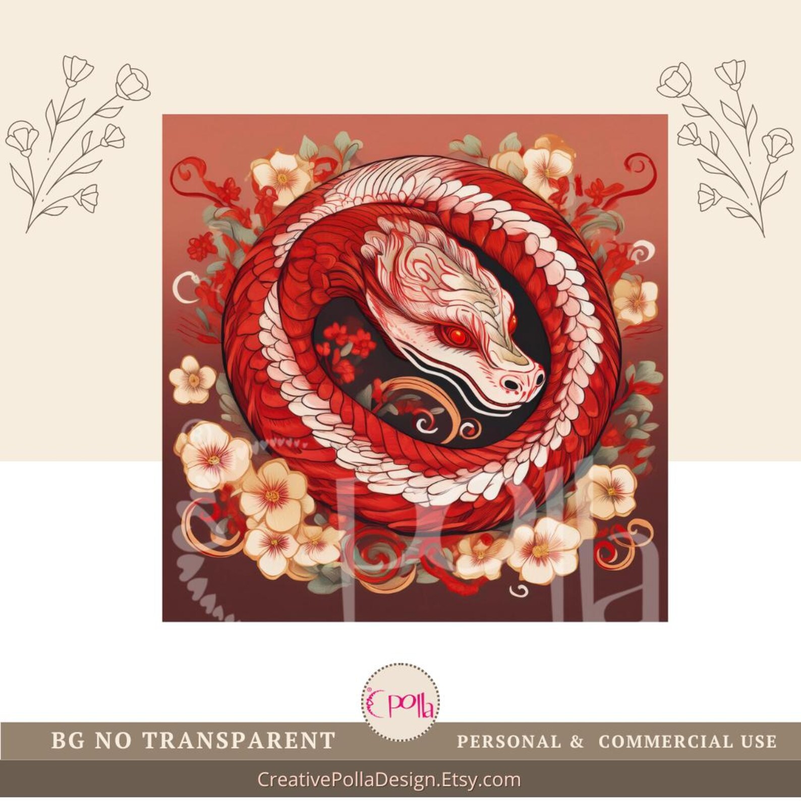 Chinese New Year Digital Paper Year of the Snake PNG, Lunar New Year ...