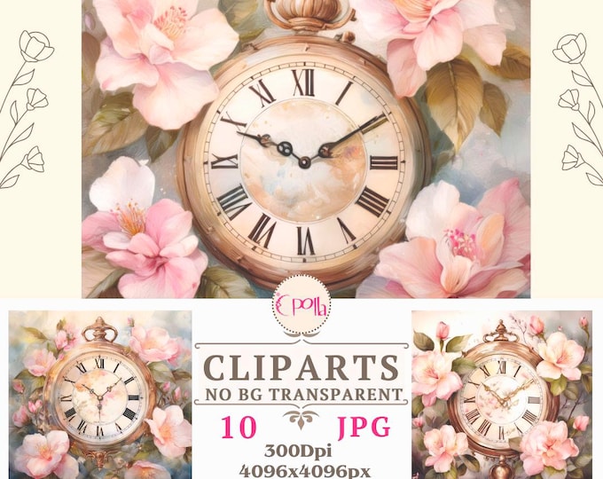 10 Shabby Chic Roses on Parchment Paper Clipart Shabby Chic Floral ...