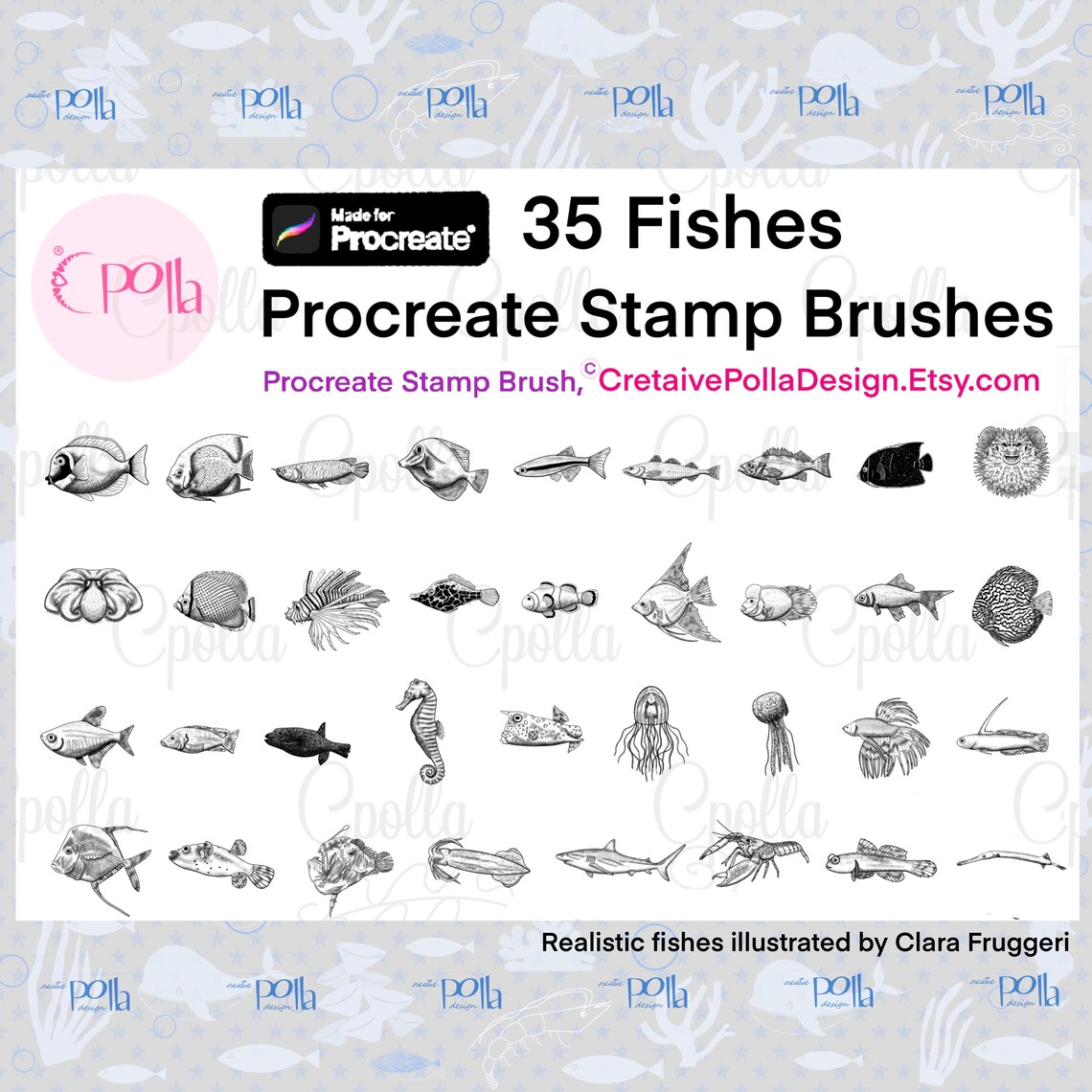 Procreate Fish Brush / Fish Procreate Stamps / Underwater Procreate ...