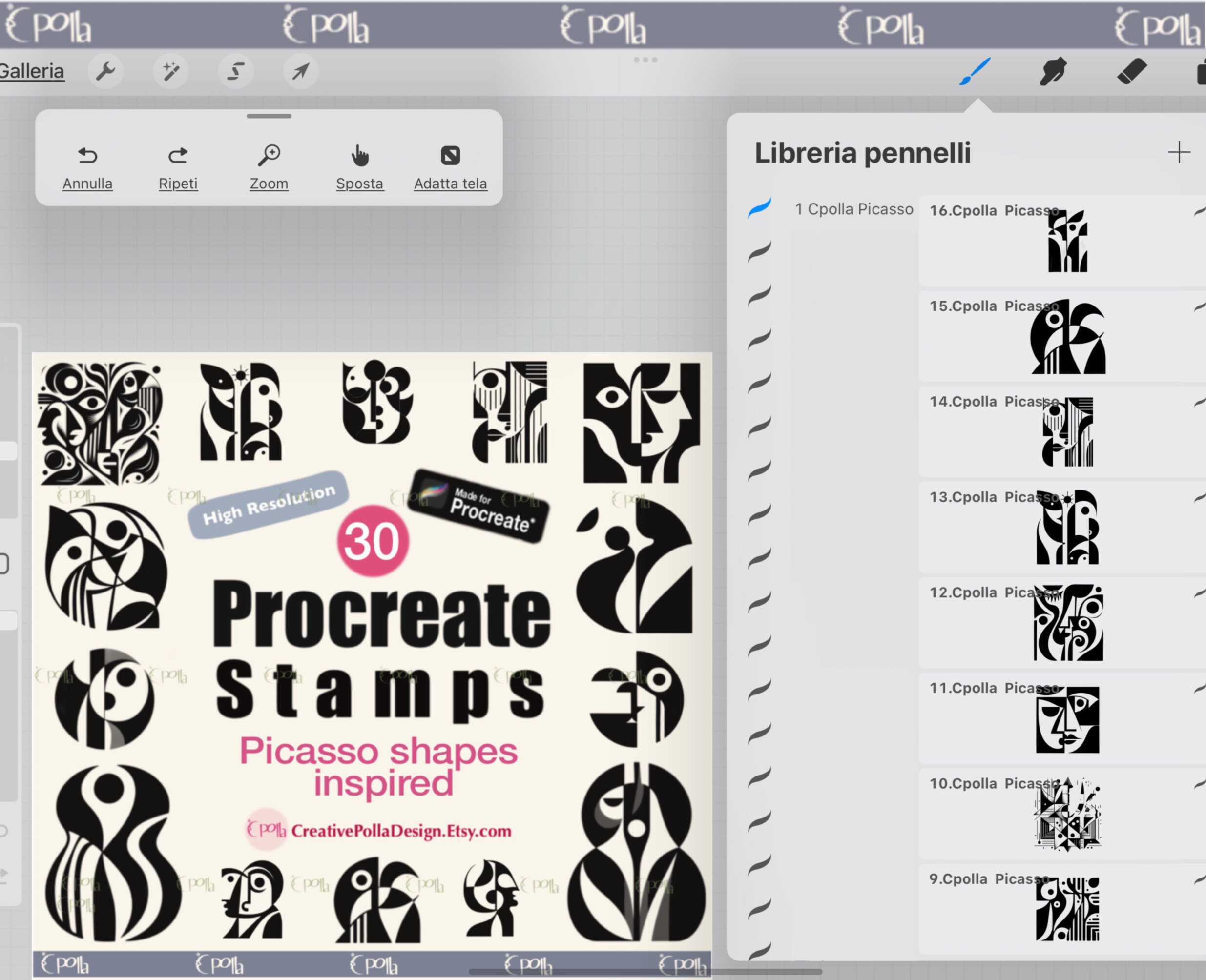 Picasso Procreate Stamps,procreate Stamp Brushes,retro Procreate Shapes ...